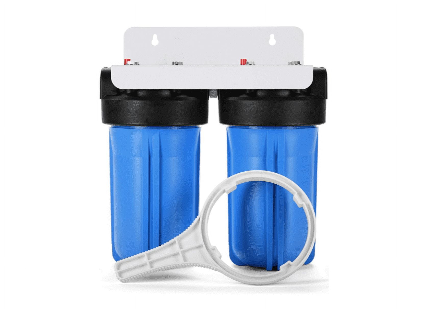 Dual Big Blue Water Filter System + Bracket (10"x4.5") - 1" Ports ...
