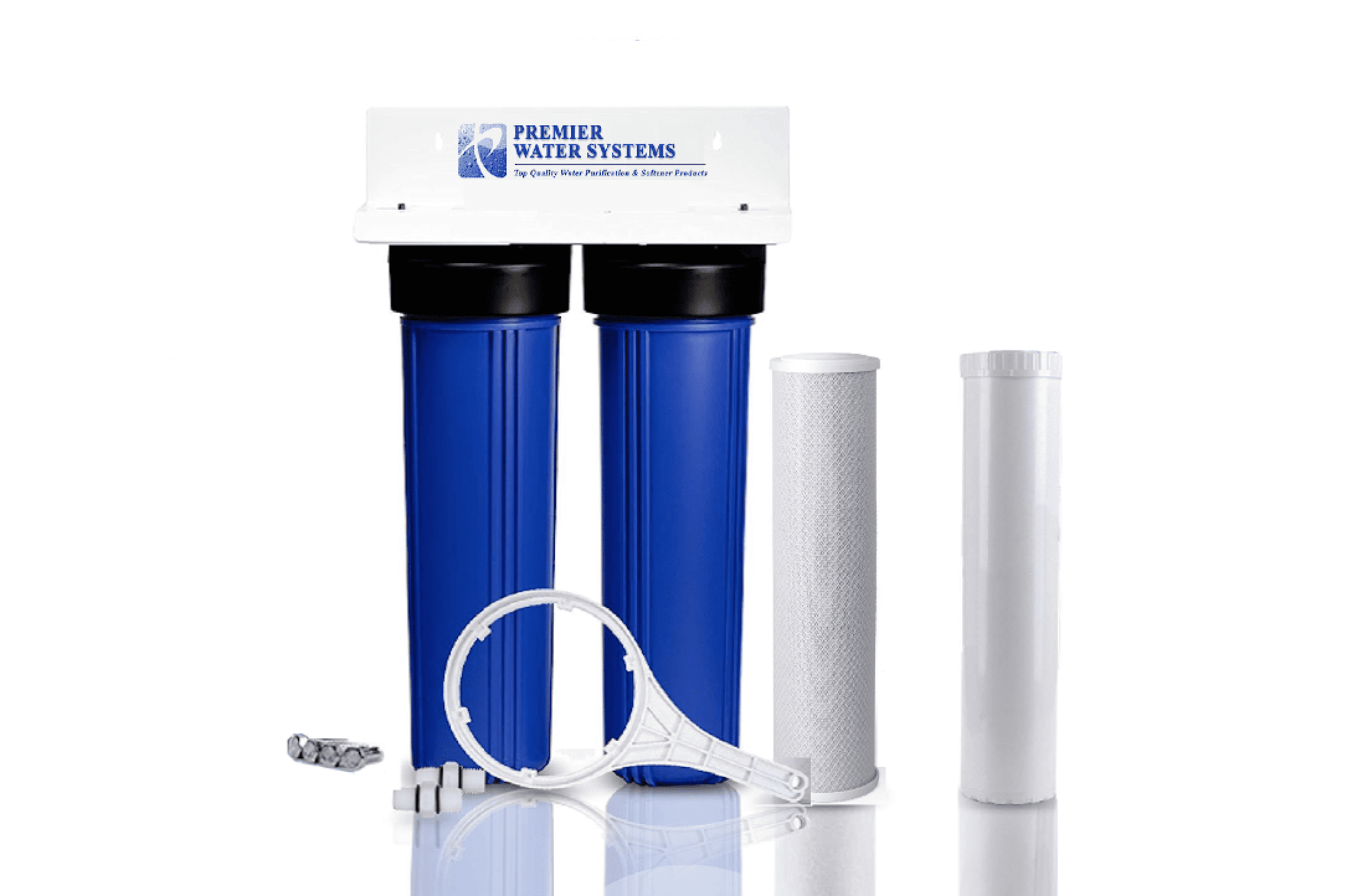 Dual Big Blue Water Filtration System 4.5" x 20" + Filters | Fluoride ...
