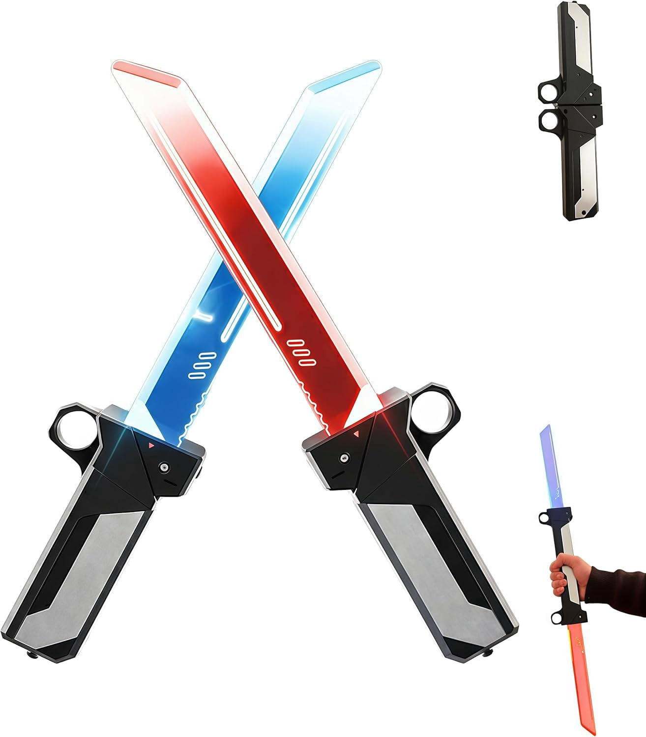 Dual-Blade Sword | Reversible Hilt 2-in-1 Red/Blue Light Sword | Swing ...