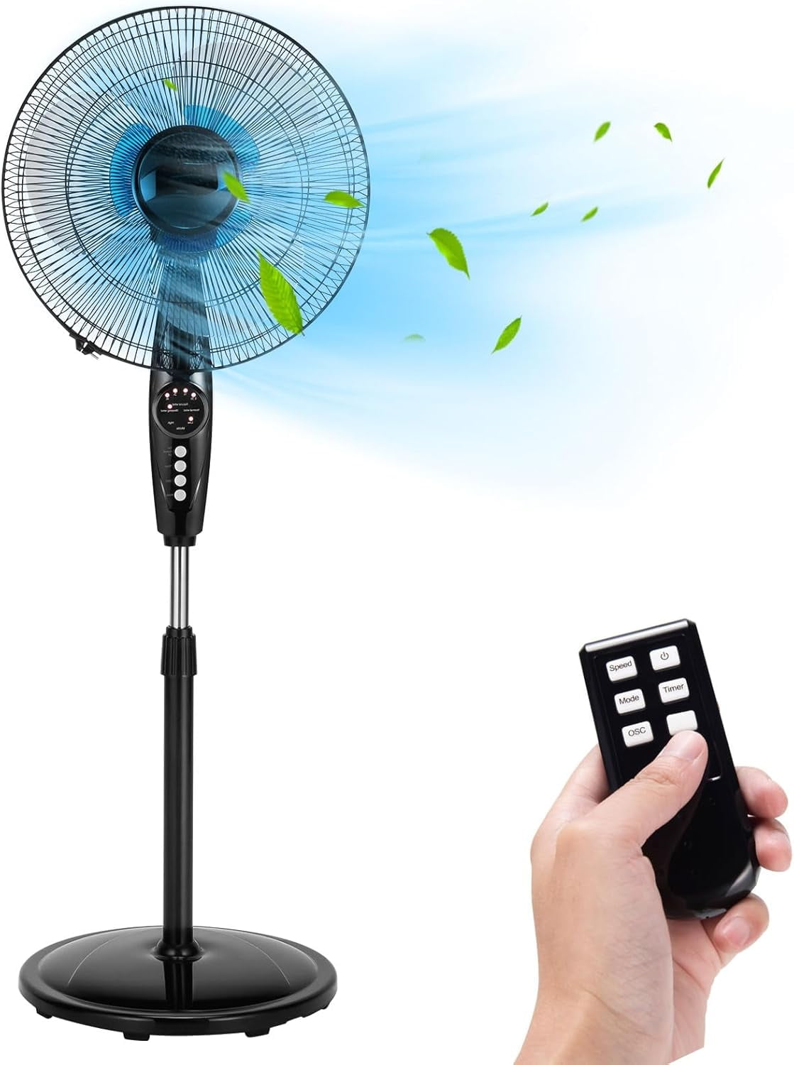 Dual Blades Pedestal Fan, 18 Inches Oscillating Fan with Timer and ...
