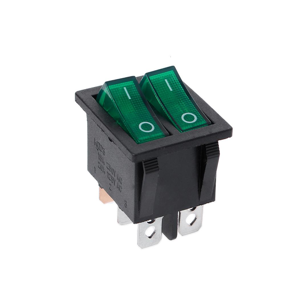 Dual Boat Rocker Switch 6 Pin On-Off With Green Red Light 20A 125V AC ...