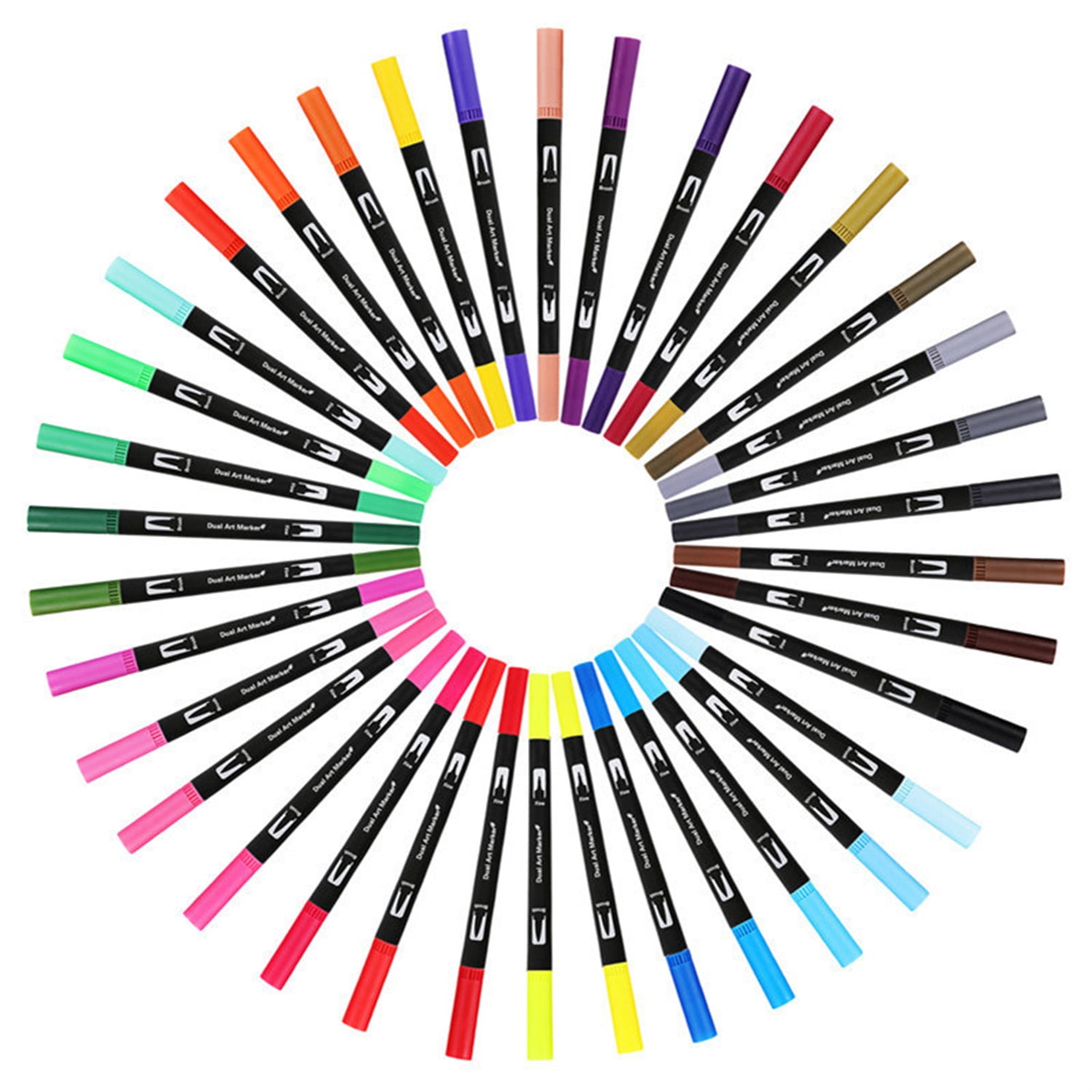 Dual Brush Marker Pens,TGY 24 Colored Art Marker,Fine Point and Brush ...
