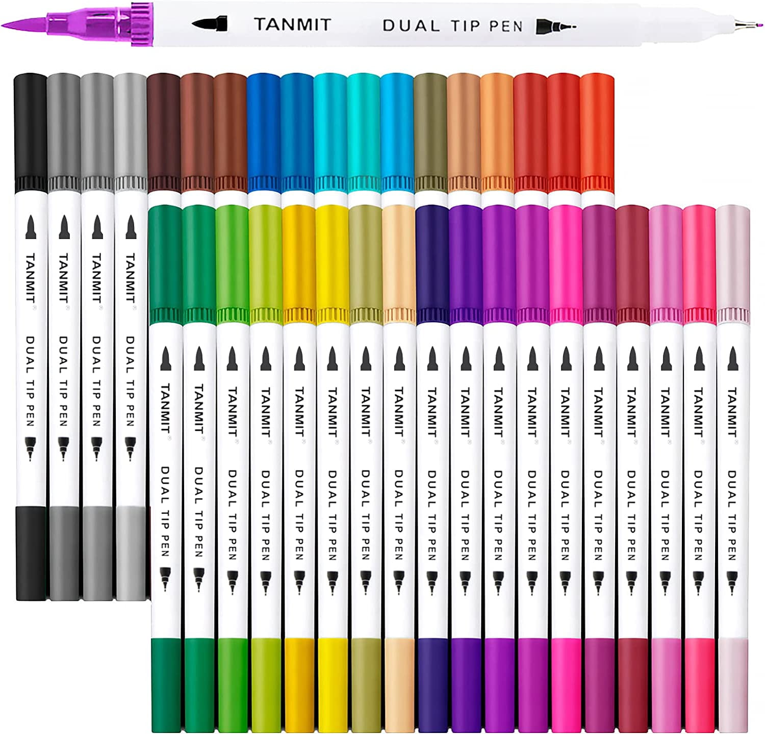 Dual Brush Marker Pens for Coloring Books, Fine Tip Coloring Marker ...