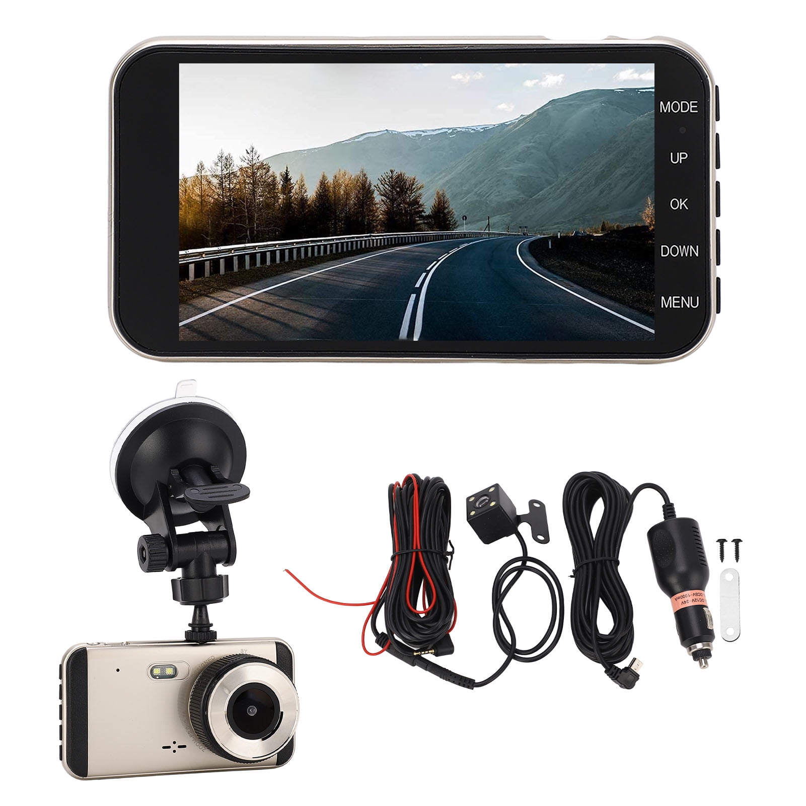 Dual Cam, 4" LCD Screen with Ultra-Wide Angle Lens, Front and Rear ...