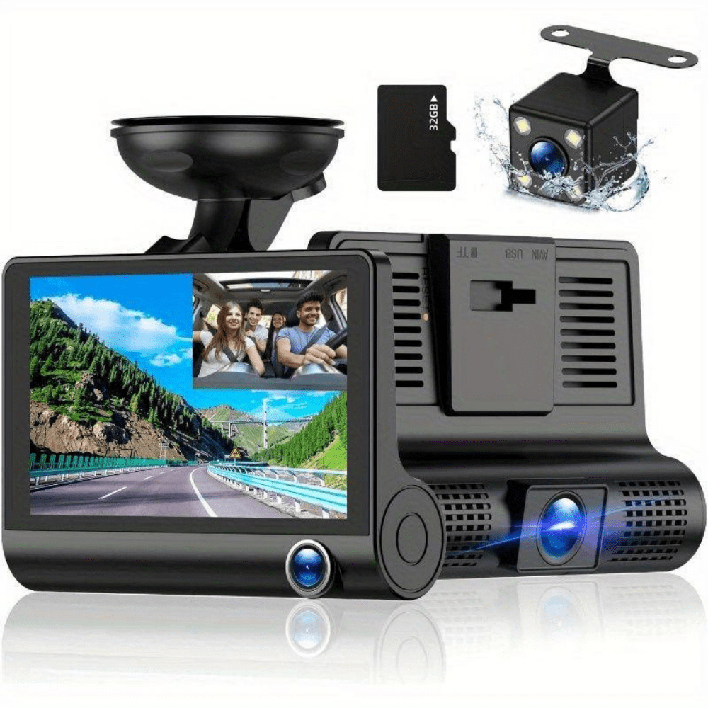 Dual Cam Front and Rear View 4‘‘ LCD Touch Screen FHD 1080P Dashboard ...