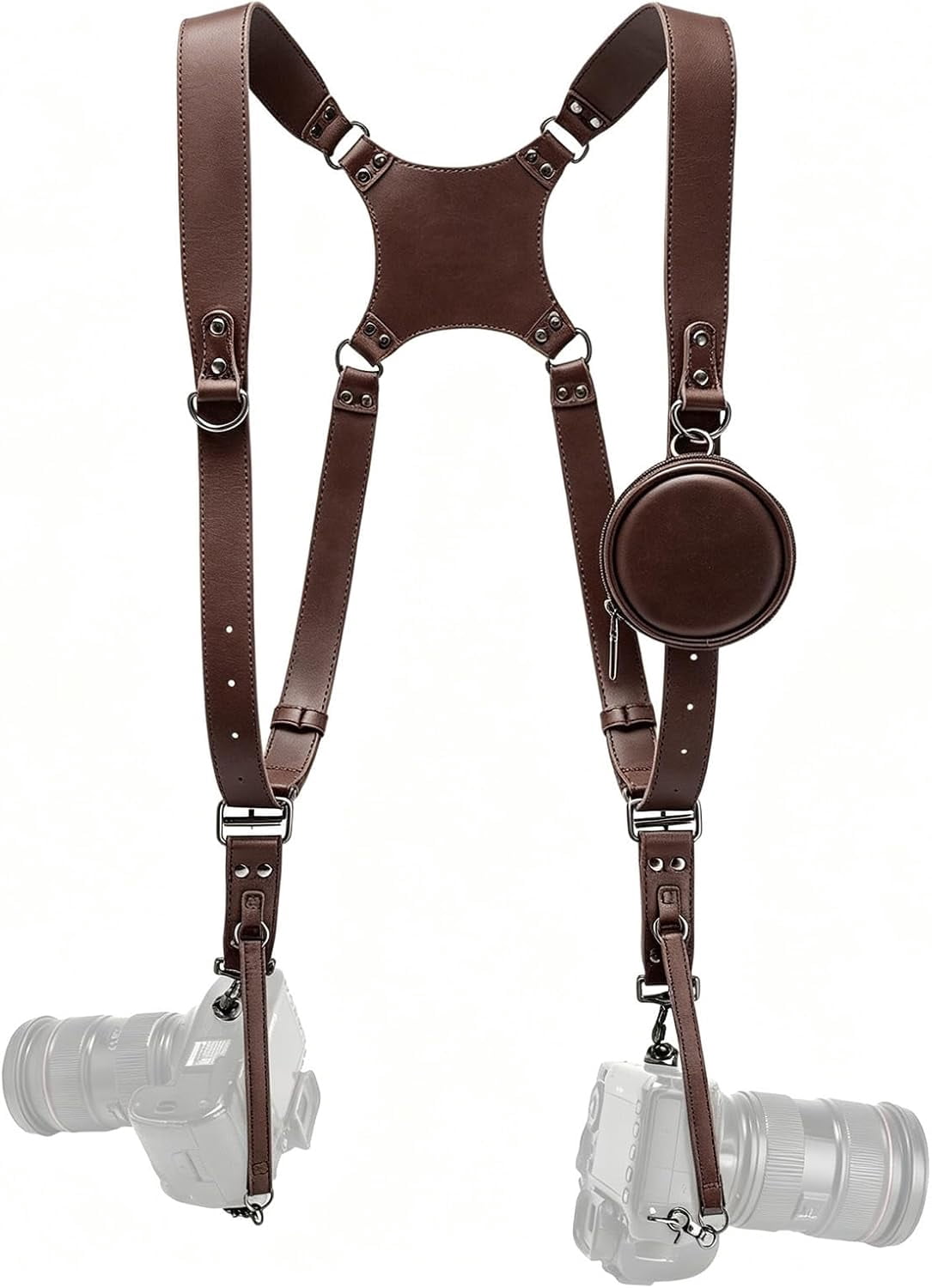 Dual Camera Harness for 2 Cameras Leather Camera Shoulder Strap for ...