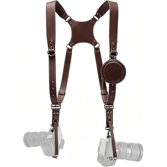Dual Camera Harness for 2 Cameras Leather Camera Shoulder Strap for ...