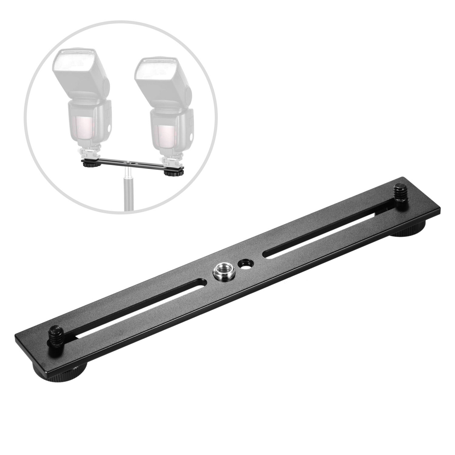 Dual Camera Mount Tripod Bracket Camera Flash Brackets Extension Bar ...