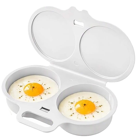 Dual Cavity Microwave Egg Poacher, 2-Cup Egg Cooker with Lid and Handle ...