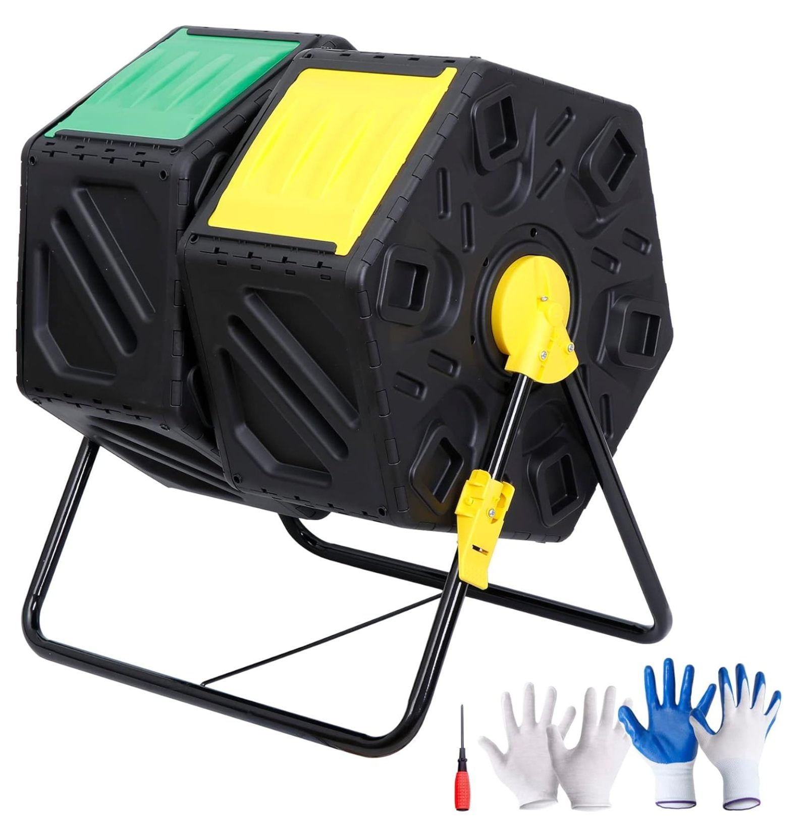 Dual Chamber 37 Gallon Compost All-Season Outdoor BPA Free Large ...