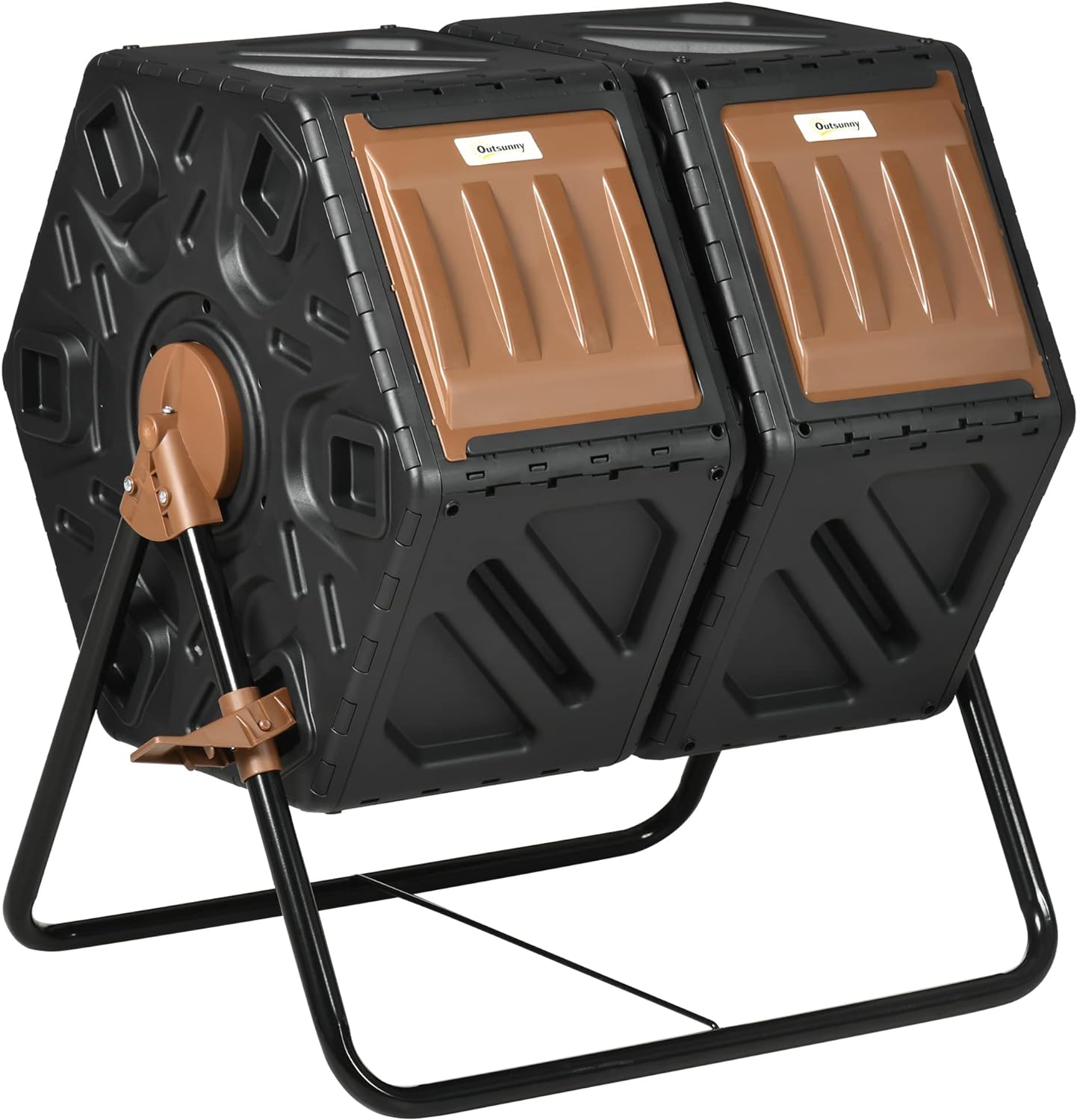Dual Chamber Compost Tumbler Bin, Outdoor Tumbling Composter with 24 ...