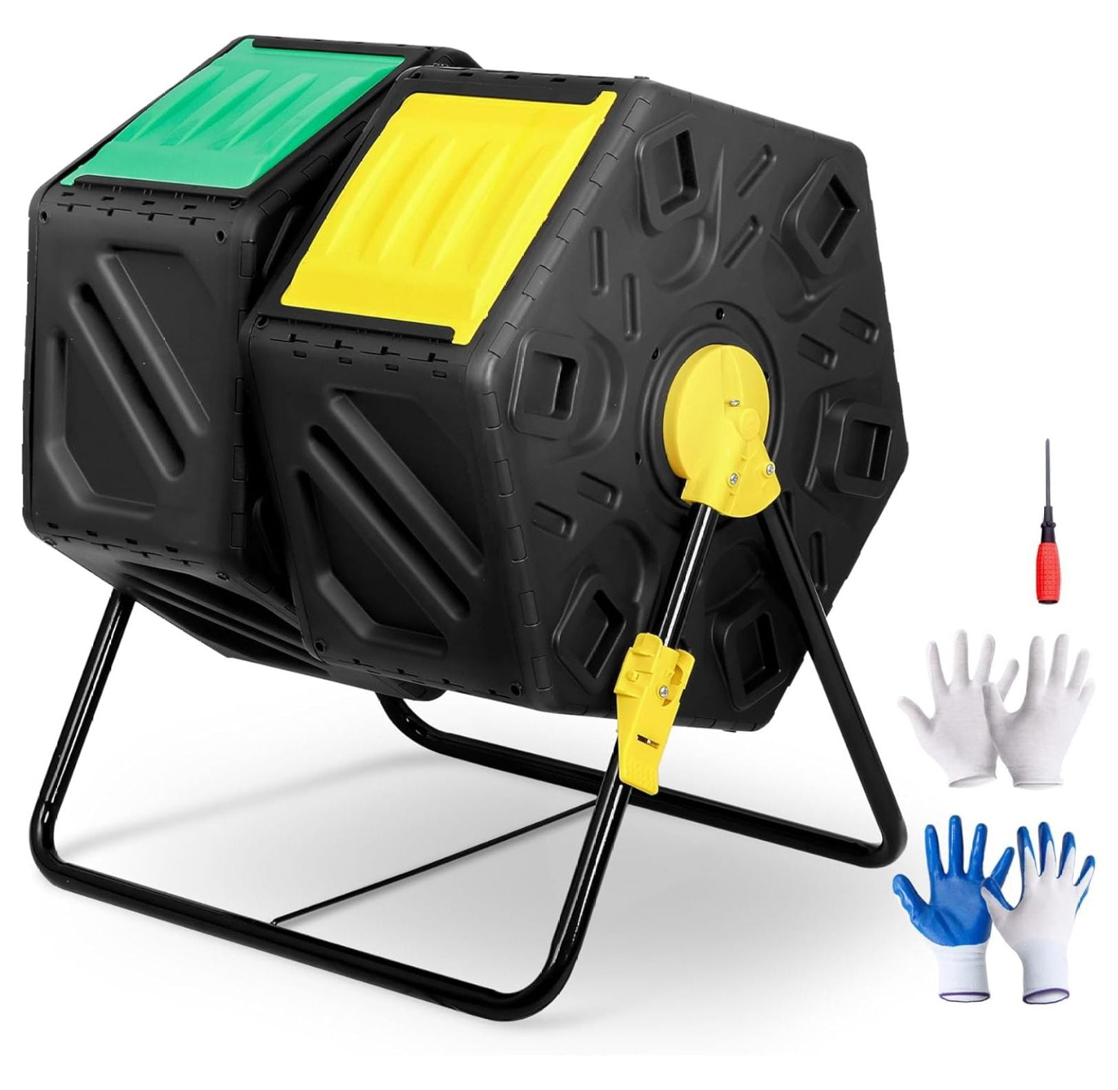 Dual Chamber Compost for Garden and Outdoor, 37 Gallon High Volume ...