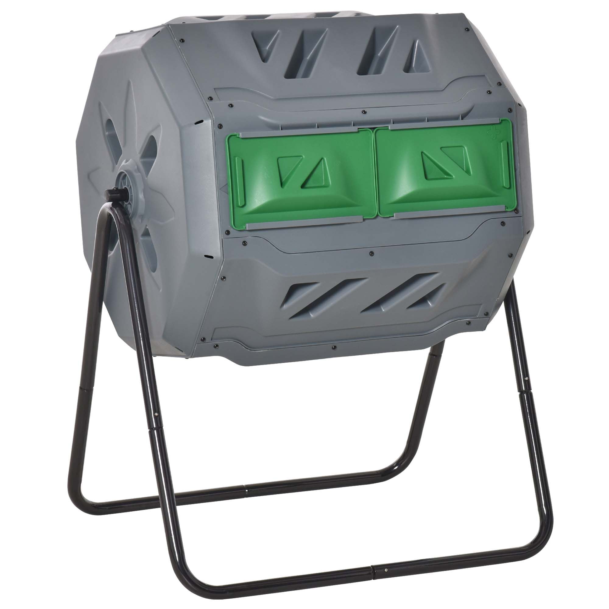 Dual Chamber Rotating Composter 43 Gallon, 360-Degree Tumbling Compost ...