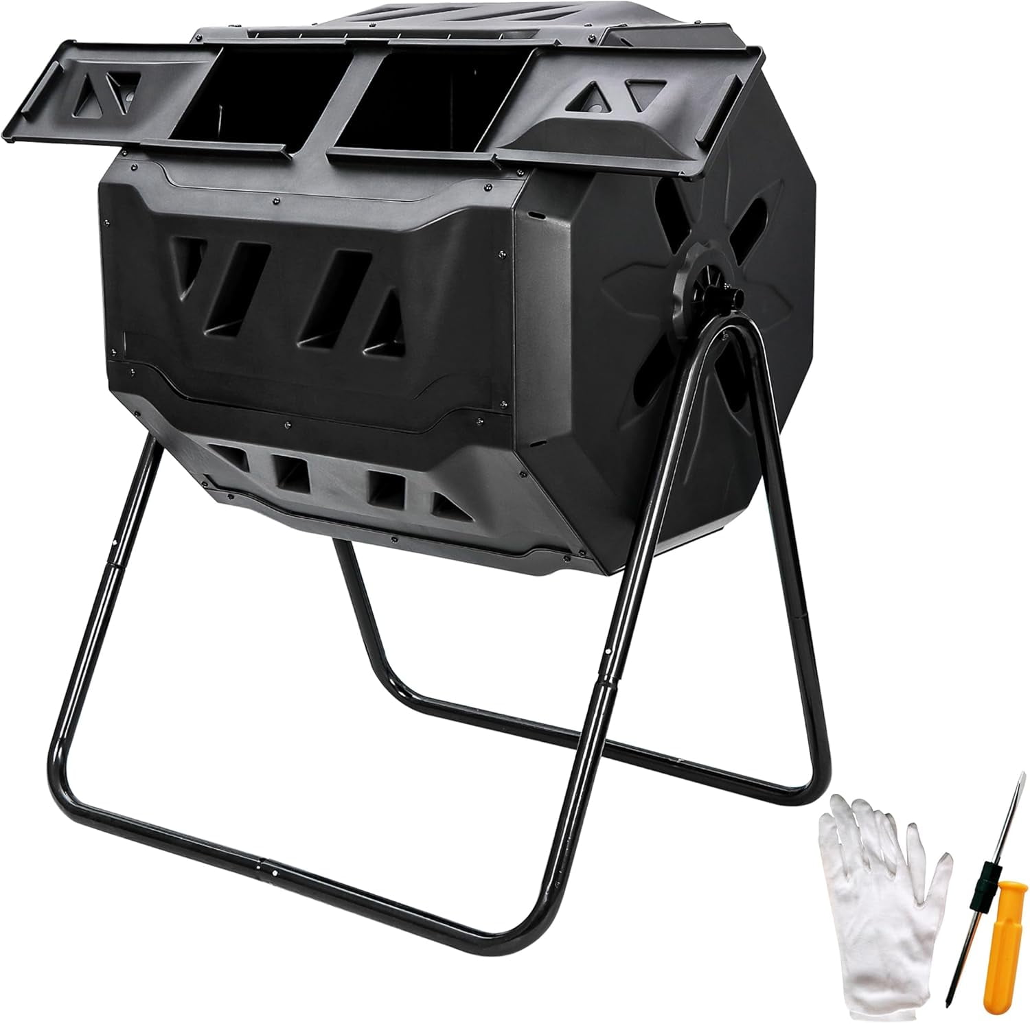 Dual Chambers Rotating Composting Bins, Outdoor Recycling Tumbling ...