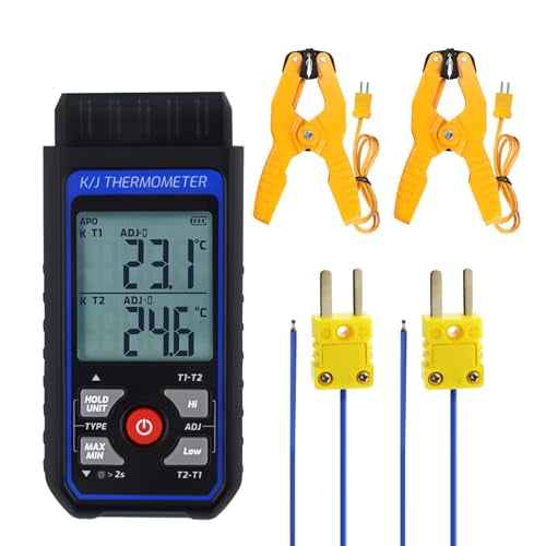 Dual-Channel Digital K J Type Thermocouple Thermometer Pipe Clamp ...