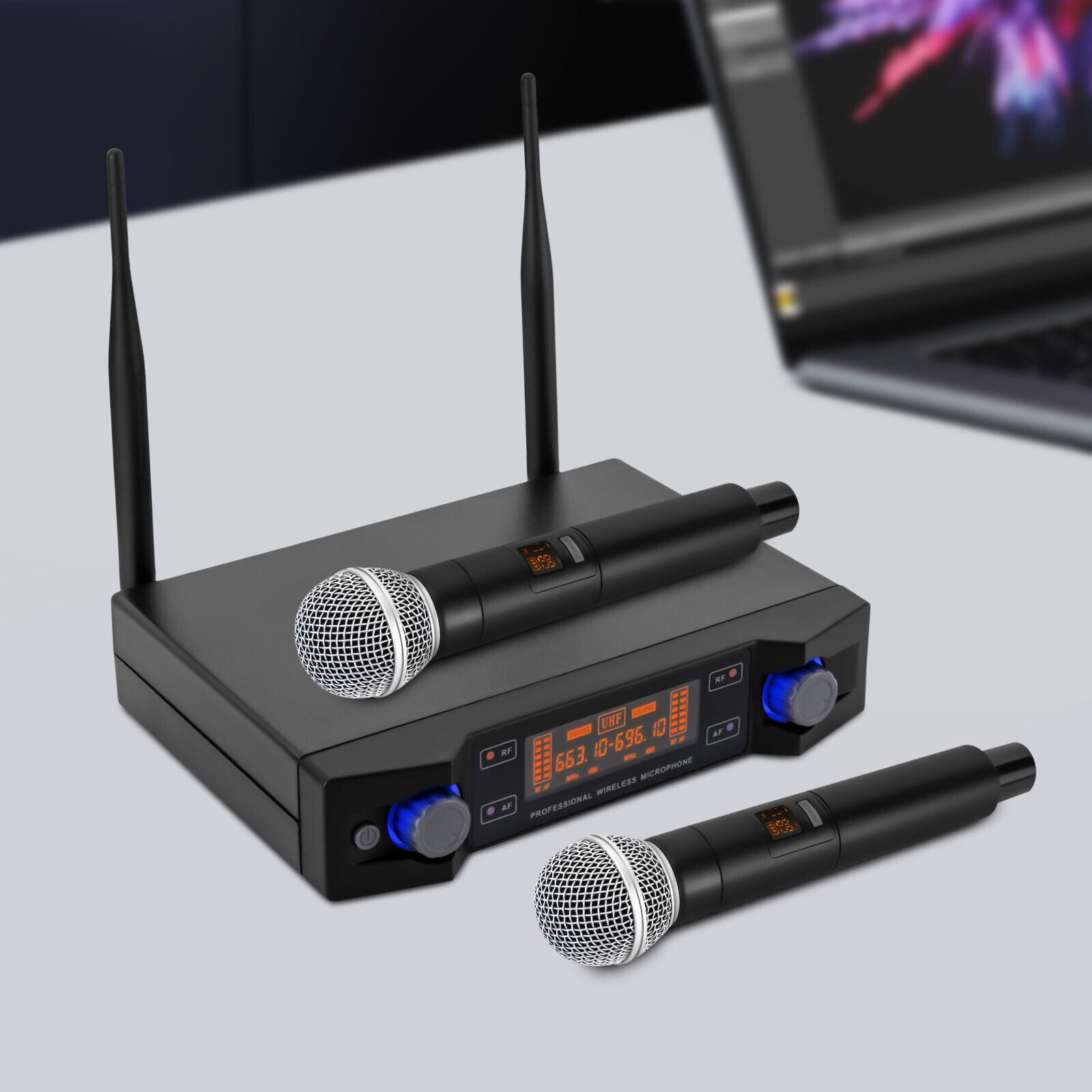 Dual-Channel UHF Wireless Microphone System, Professional Mic Set for ...