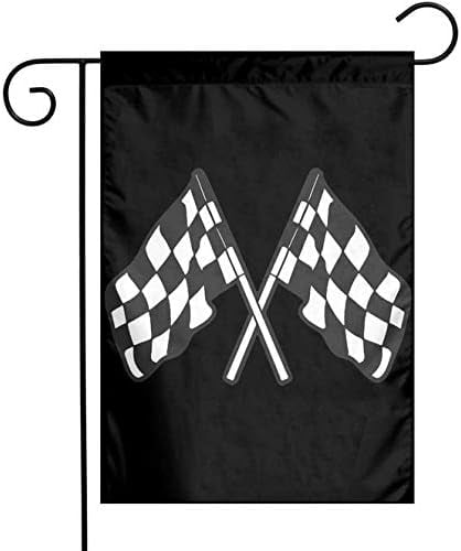 Dual Checkered Flags Garden Flag Welcome Decorations Outdoor Vertical ...