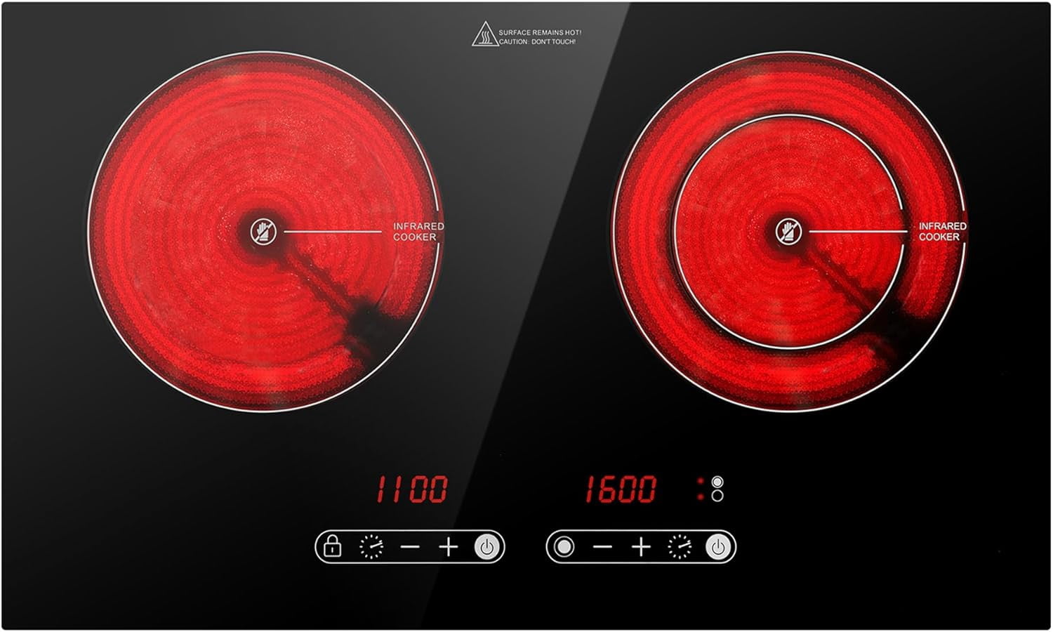 Dual Coil Design of 2 Burner Cooker, 1800W Electric Ceramic Hot Plate ...