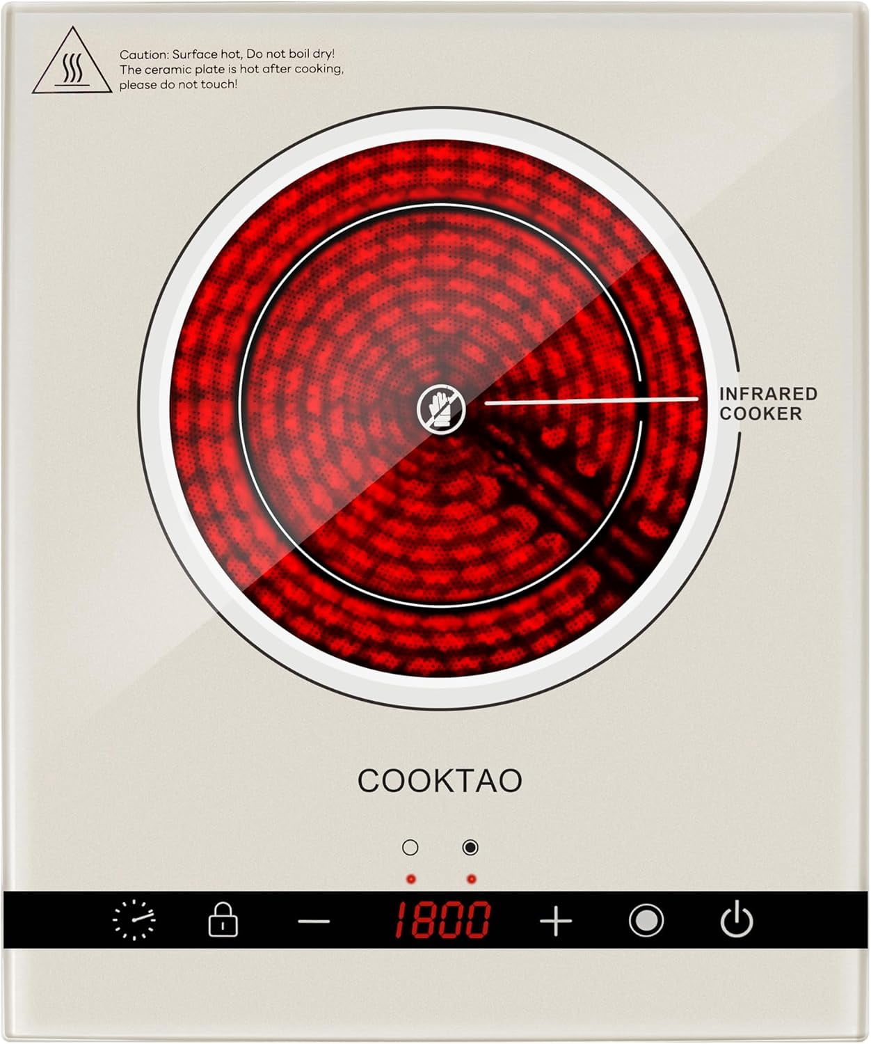 Dual Coils Design of Single Burner Electric Cooktop, 1800W Infrared ...