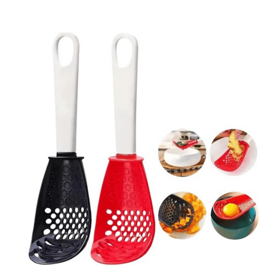 Dual Color 6-in-1 Kitchen Tool, Spoon/Scooper with Perforated Heads for ...
