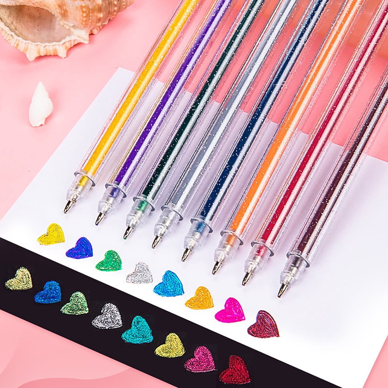 Dual Color Glitter Gel Pen Set Metallic Smooth Ink For Art Journaling ...