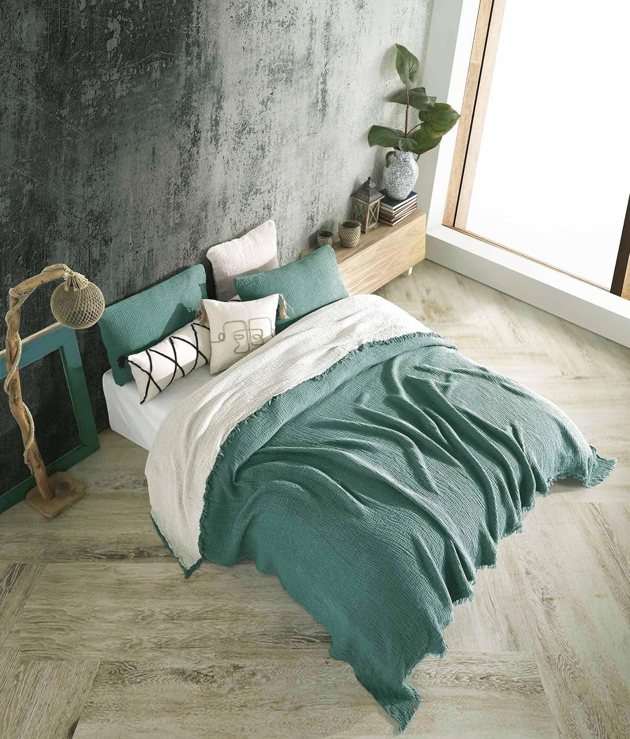 Dual Color Organic Cotton, 4 Layer Gauze Lightweight Breathable Throw ...