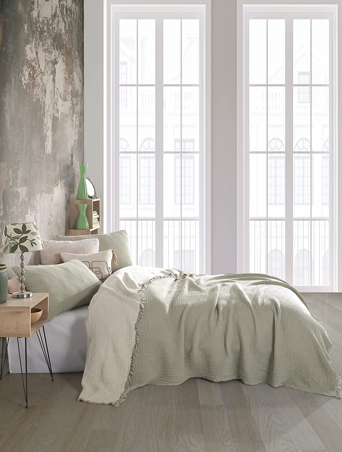 Dual Color Organic Cotton, 4 Layer Gauze Lightweight Breathable Throw ...