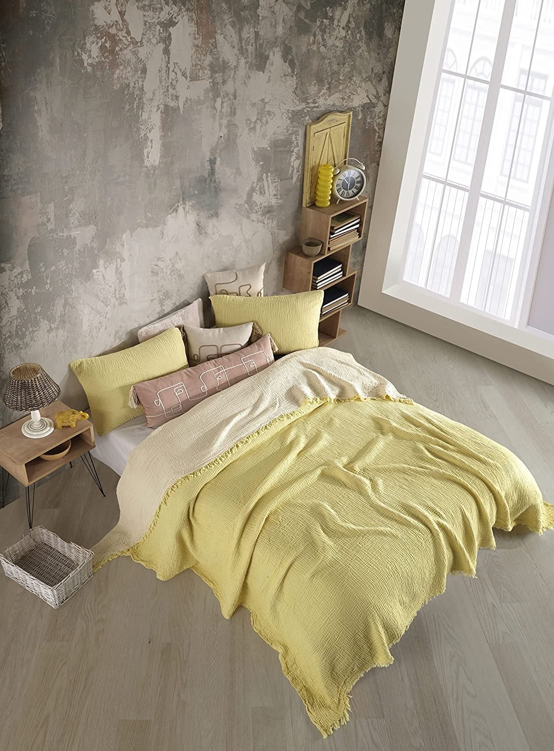 Dual Color Organic Cotton, 4 Layer Gauze Lightweight Full Size Throw ...