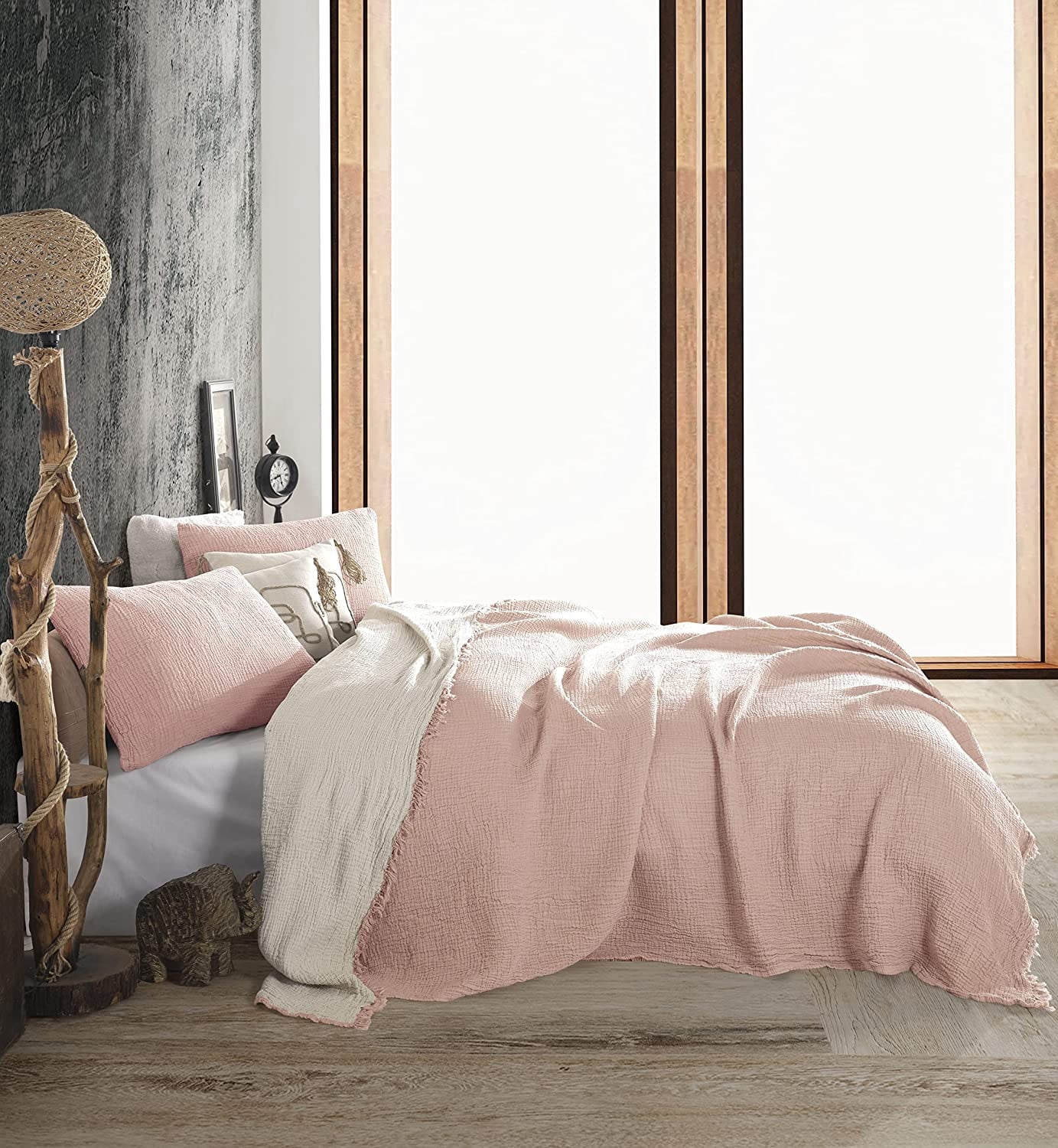 Dual Color Organic Cotton, 4 Layer Gauze Lightweight King Size Throw ...