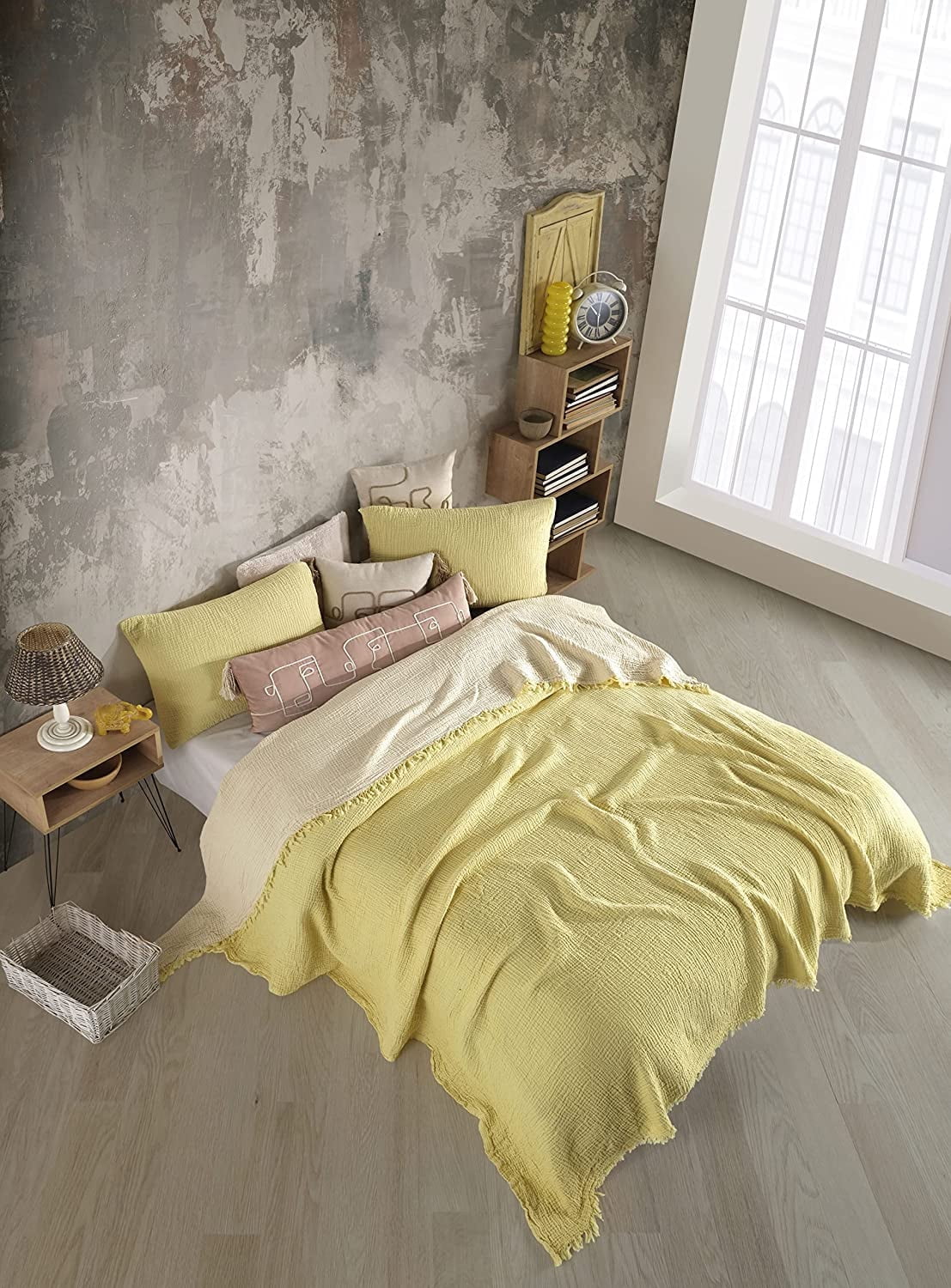 Dual Color Organic Cotton, 4 Layer Gauze Lightweight Queen Size Throw ...