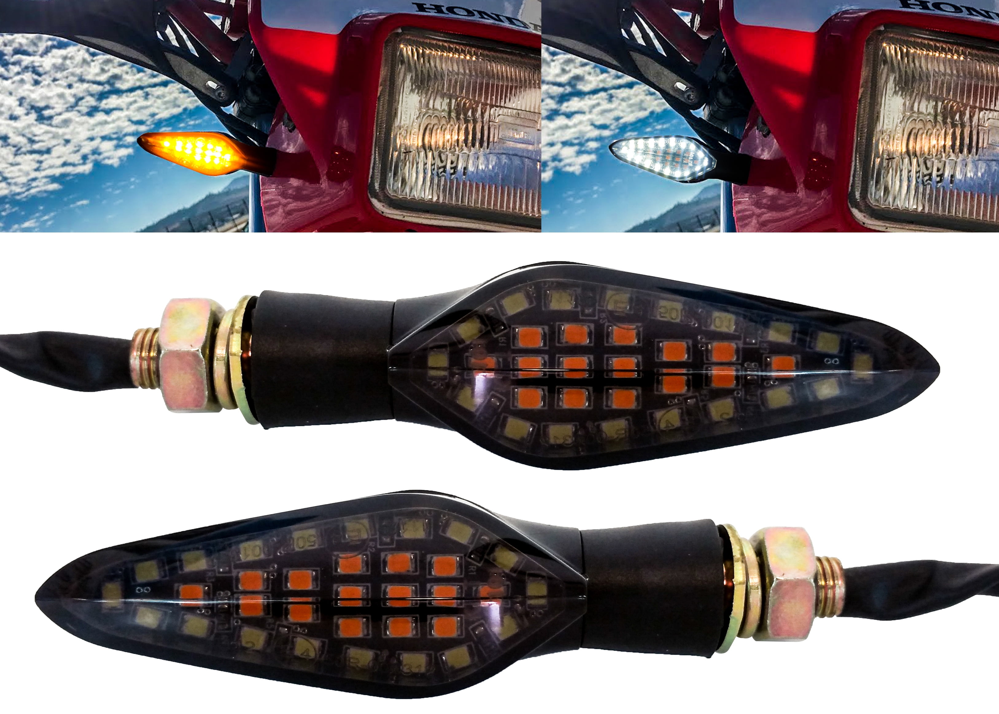 Dual Color White Amber Motorcycle Front LED Running Light Turn Signal ...