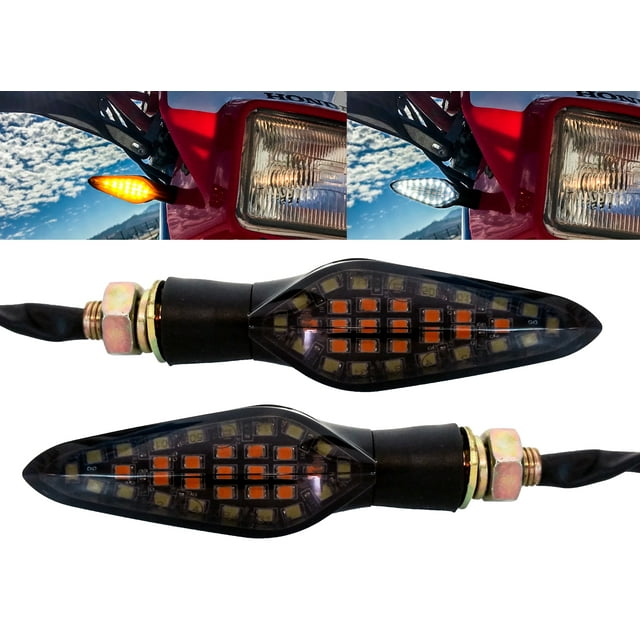 Dual Color White Amber Motorcycle Front LED Running Light Turn Signal ...
