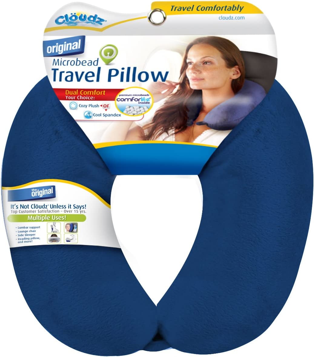 Dual Comfort Microbead Airplane Travel Neck Pillow. uper oft Cozy Pluh ...