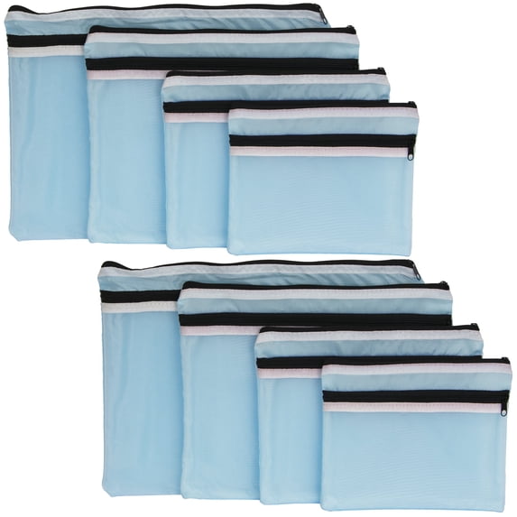 Dual Compartment 8 pc Mesh Travel Storage Packing Bags in Blue ...