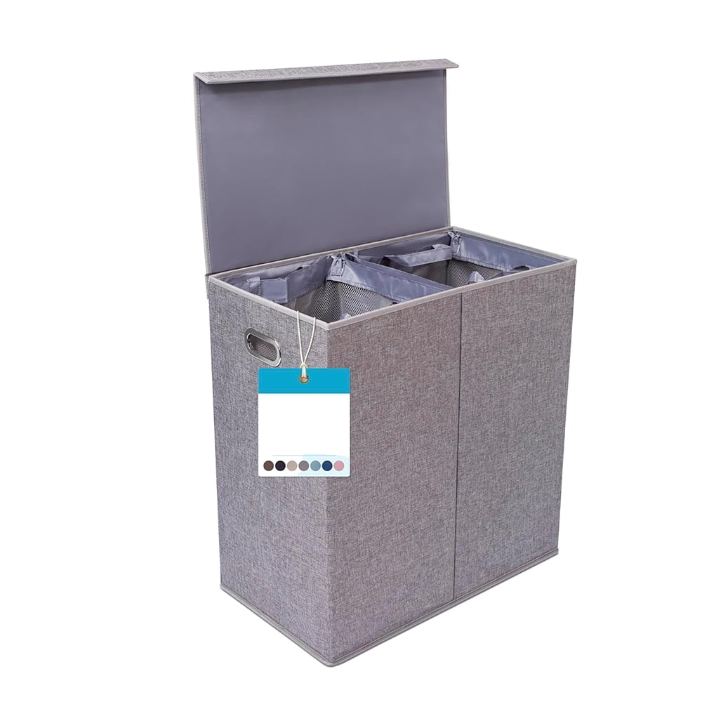 Dual Compartment Clothes Hamper, Double Laundry Hamper, Removable mesh ...