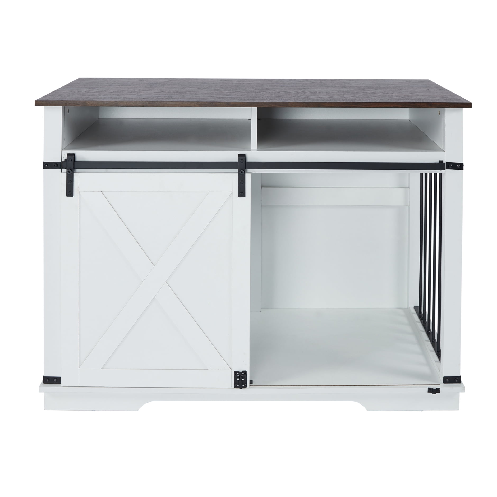 Dual Compartment Dog Crate with Open Shelves and Durable MDF ...