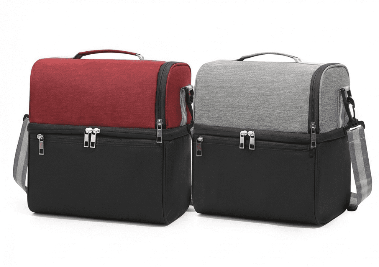 Dual Compartment Insulated Lunch Bag for Men Women, Double Layer Large ...