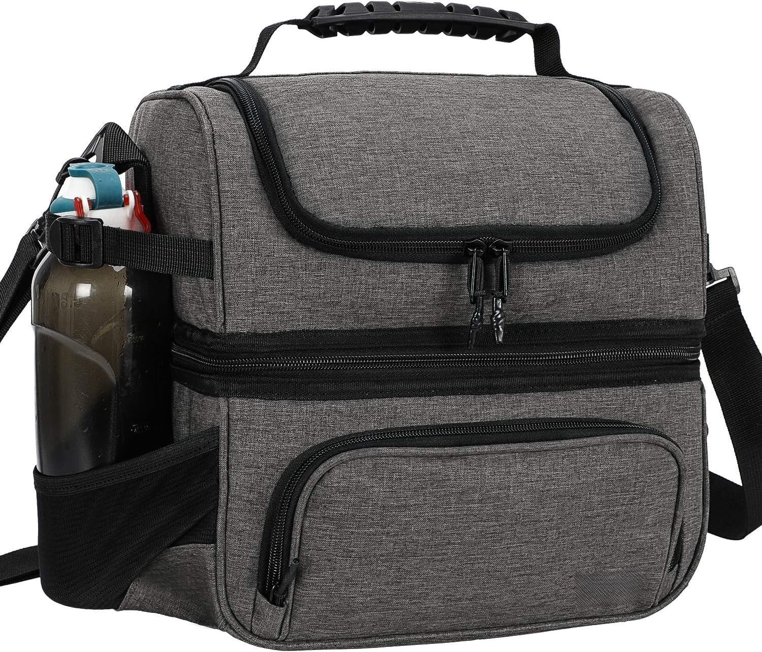 Dual Compartment Lunch Bag Tote with Strap for Men and Women Insulated ...