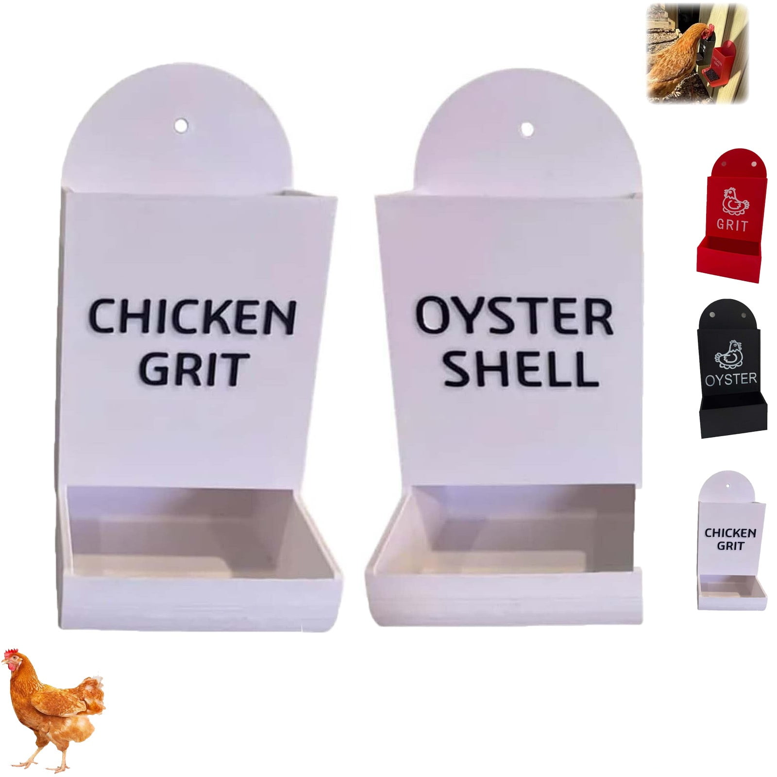 Dual-Compartment Poultry Feeder Versatile Oyster Shell & Grit Dispenser ...