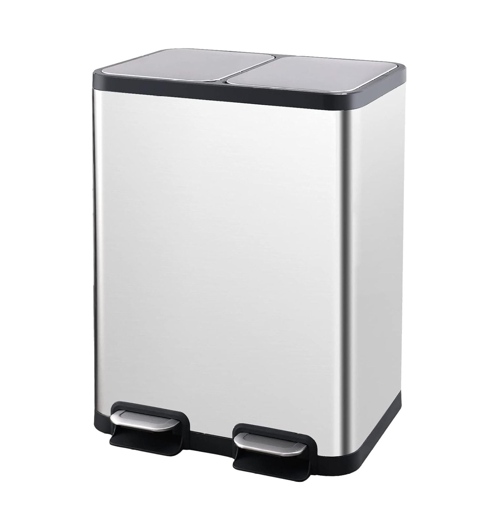 Dual Compartment Recycling Kitchen Step Trash Can 2×6.6 Gallon ...