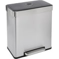 Dual Compartment Recycling Trash Can with Soft-Close Lid and Removable ...