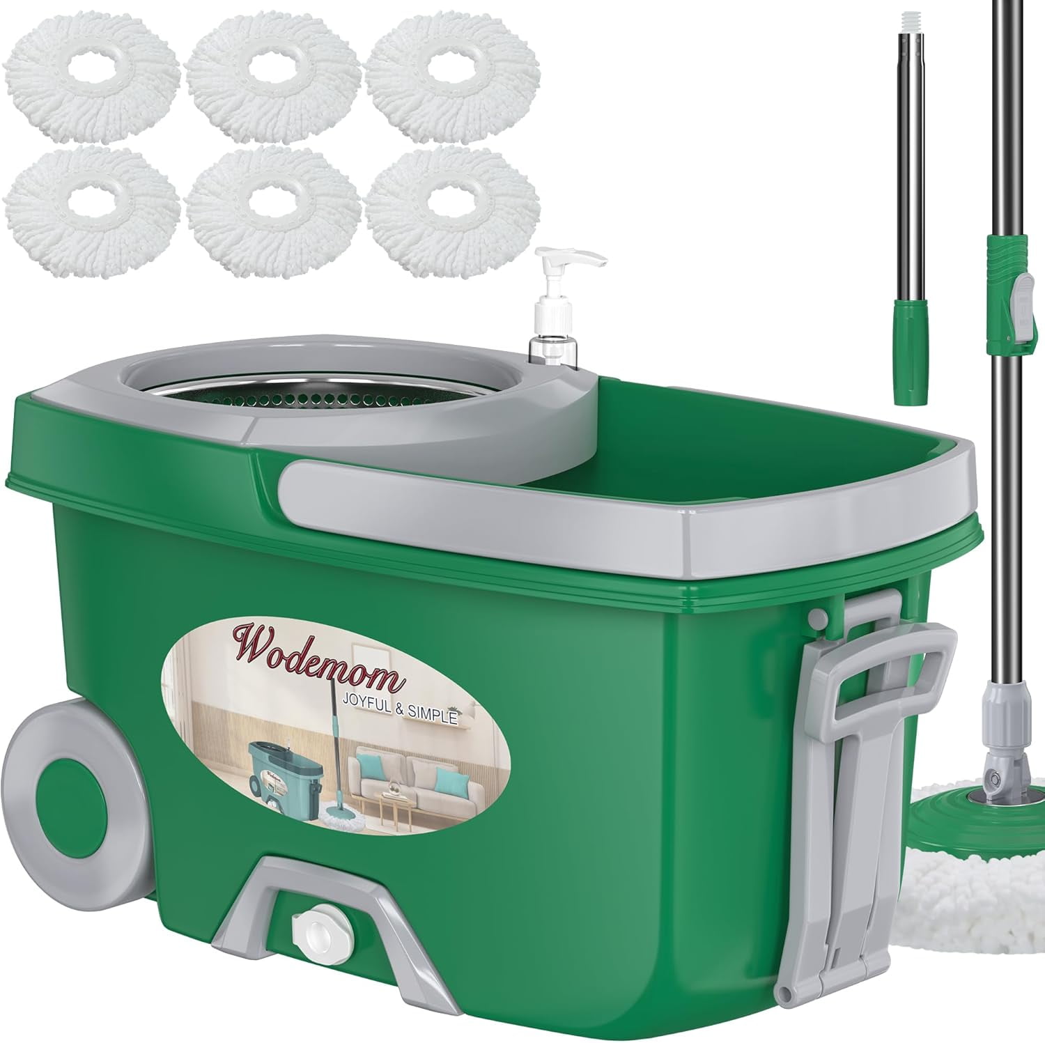 Dual Compartment Spin Mop and Bucket, Mop and Bucket with Wrinr Set,360 ...