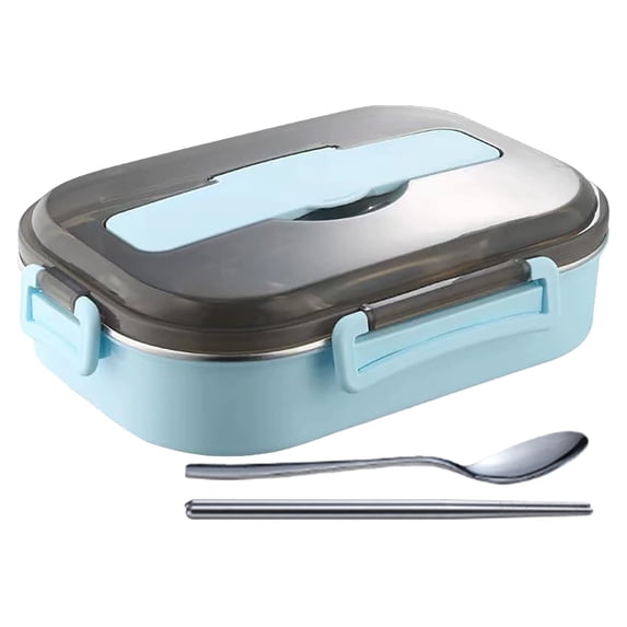 Dual Compartment Stainless Steel Lunch Box, Matching Cutlery Included ...