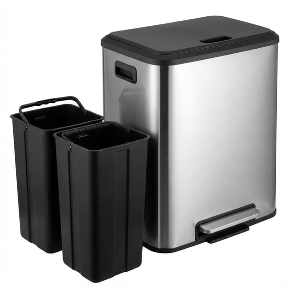Dual Compartment Trash & Recycling Can for Kitchen, 13 GALLON ...