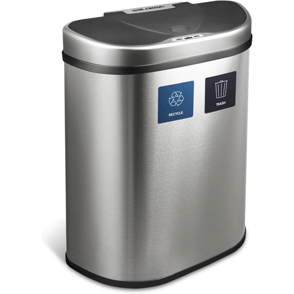 Dual Compartment Trash & Recycling Can for Kitchen, 16 Gallon, Durable ...
