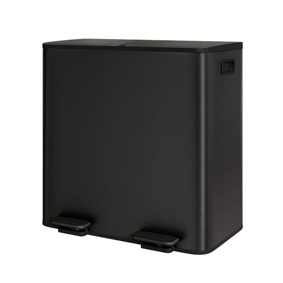 Dual Compartment Trash & Recycling Can for Kitchen, 40 L, Stainless ...