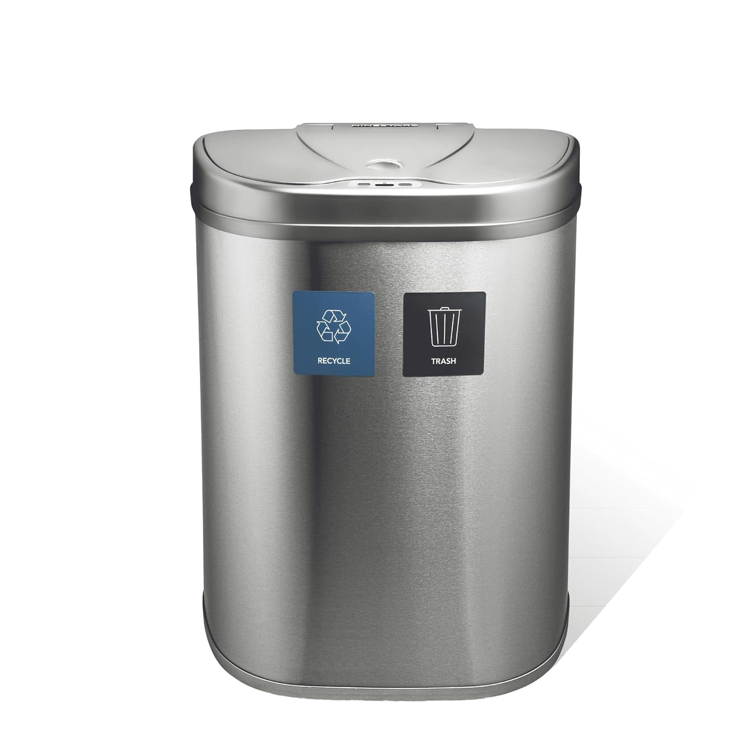 Dual Compartment Trash & Recycling Can for Kitchen, 5 GALLON, Stainless ...