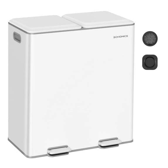 Dual Compartment Trash & Recycling Can for Kitchen, 8 GALLON, Stainless ...