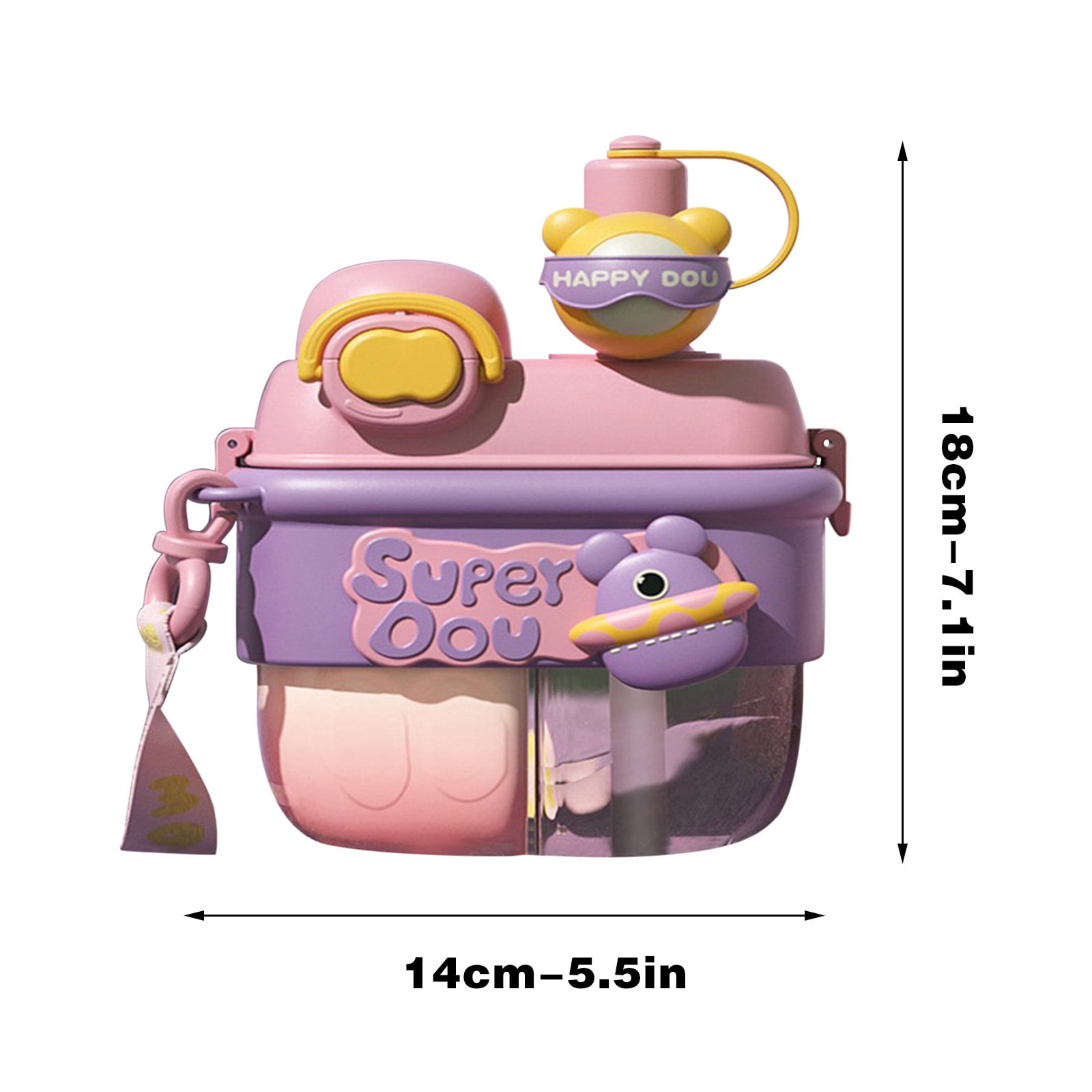 Dual Compartment Water Bottle 16oz, Adjustable Shoulder Strap & Split ...