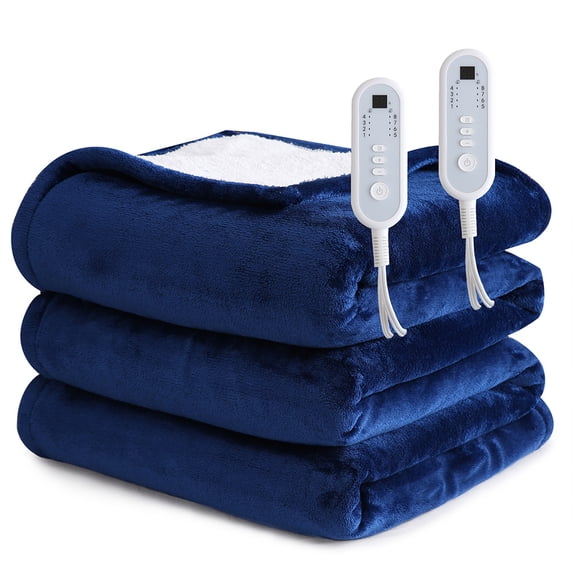 Dual Controller Extra Large Thick Flannel Heated Blanket - 8 Temp ...